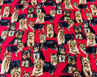 Yorkie Print Fabric - Etsy