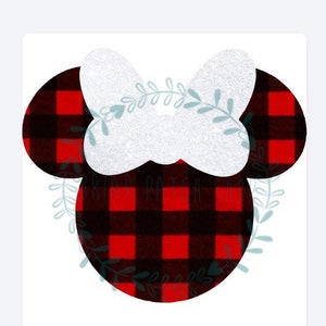 Plaid Minnie Glitter Bow Iron On - Etsy