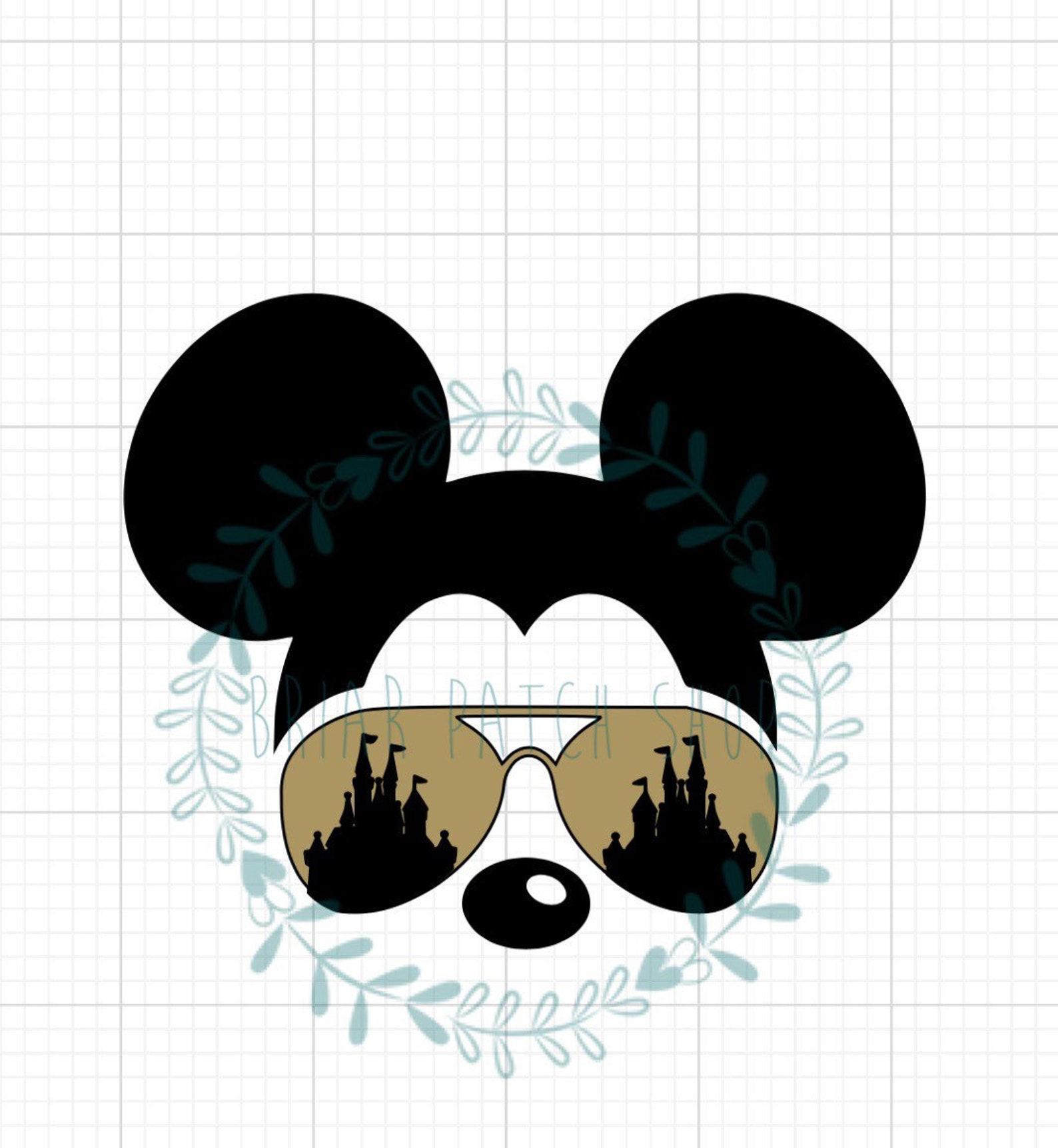 Mickey Glasses With Castle Reflections Iron On - Etsy