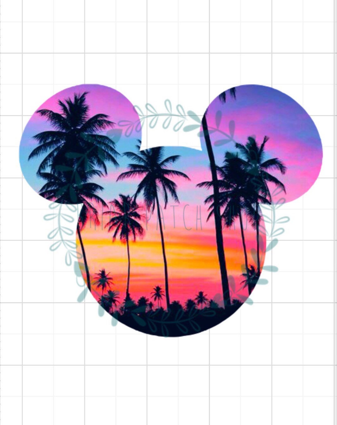 Mickey/ Castle Palm Tree Sunset Iron On - Etsy