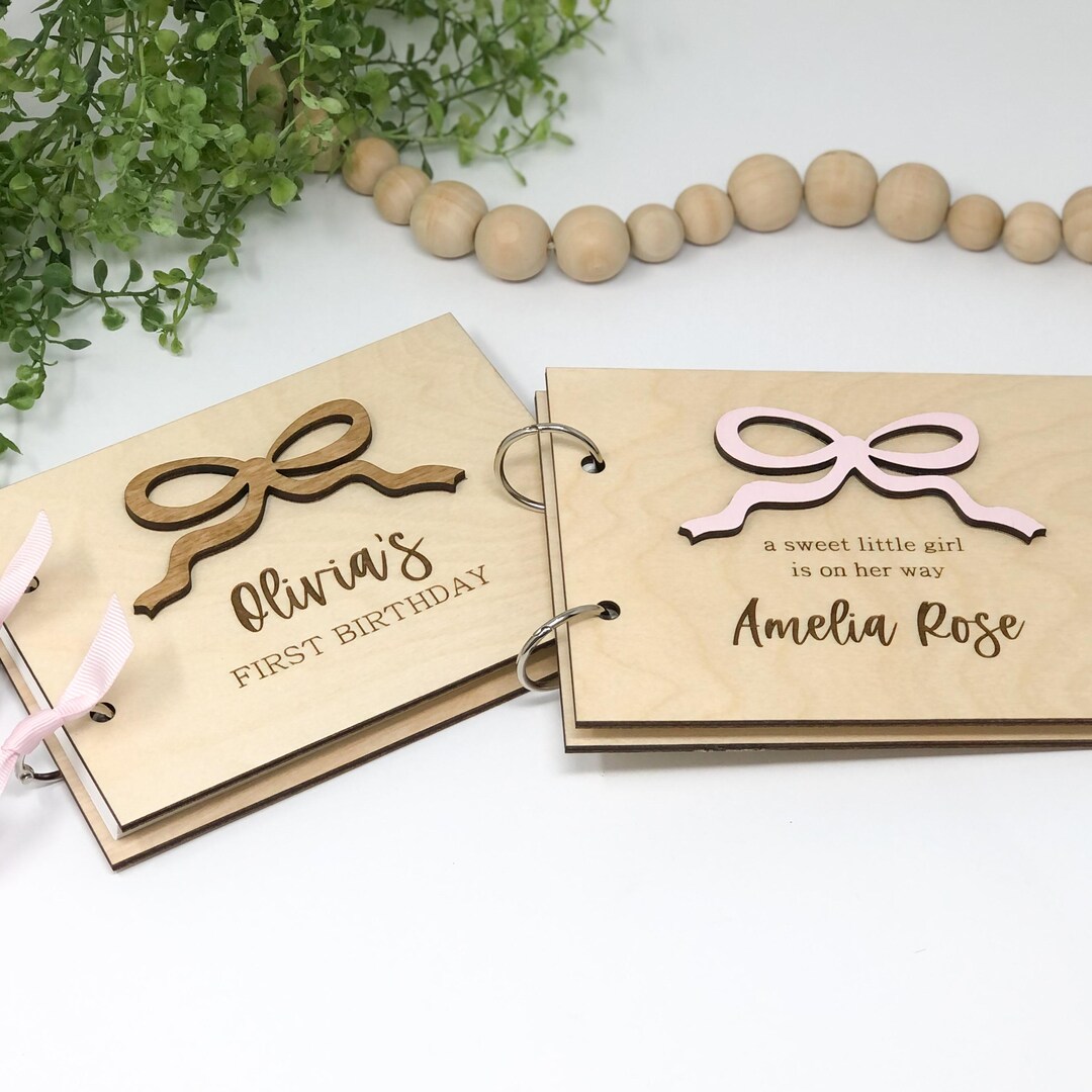 Bow Themed Baby Shower Birthday Guestbook Advice and Wishes for New ...