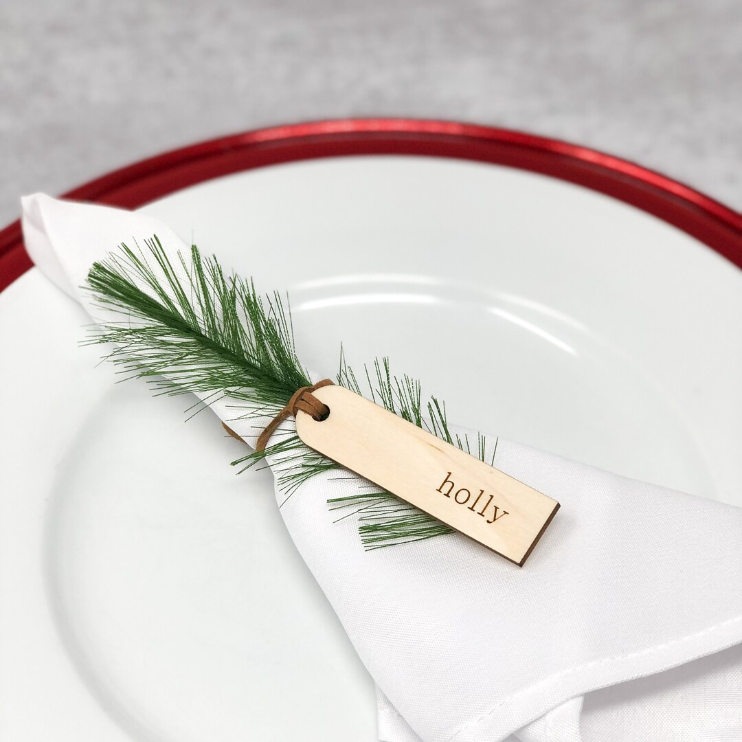 Set of 12 Napkin Rings, One Dozen Christmas Napkin Tags, Table Decor ...
