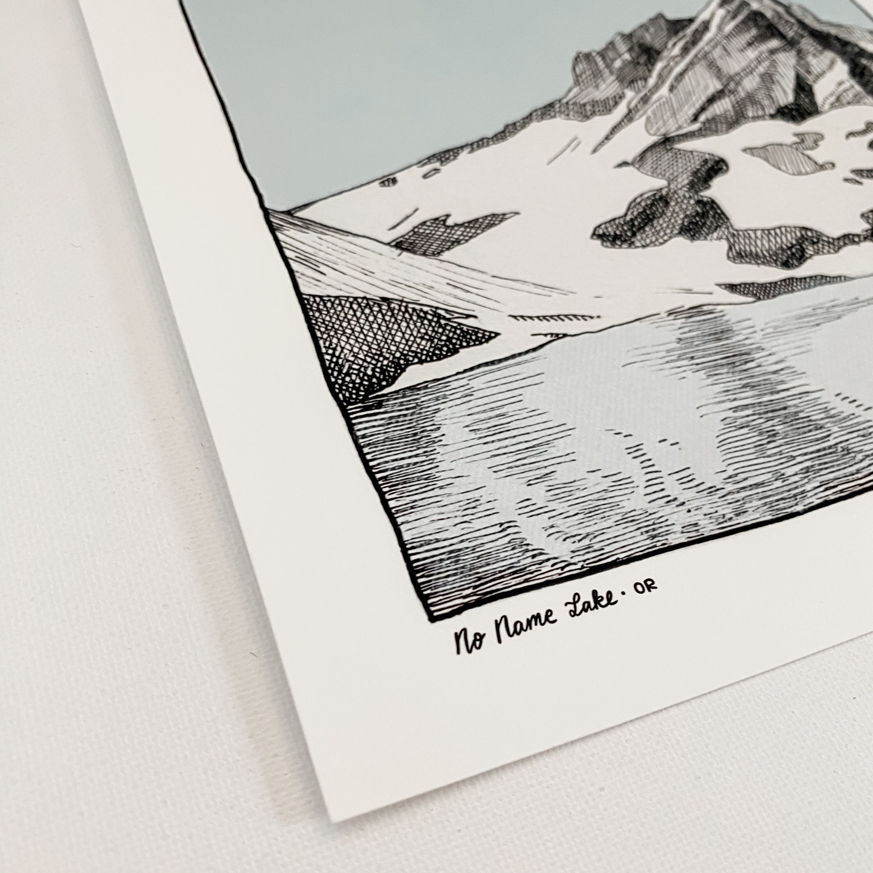 No Name Lake Art Print - Central Oregon - Hand Drawn in Pen - Local ...