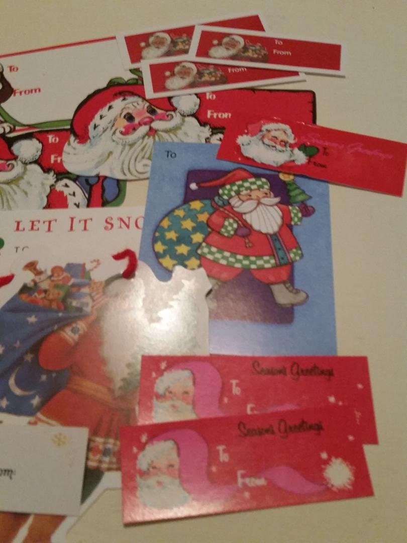 Vintage Christmas Gift Tags and Seals Vintage 70s Santa - Etsy