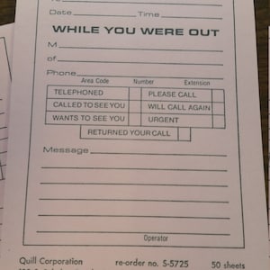 Vintage Pink Retro While You Were Out Note Pads * Vintage Office Paper ...