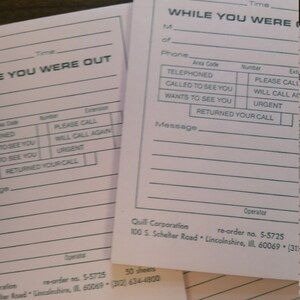 Vintage Pink Retro While You Were Out Note Pads * Vintage Office Paper ...