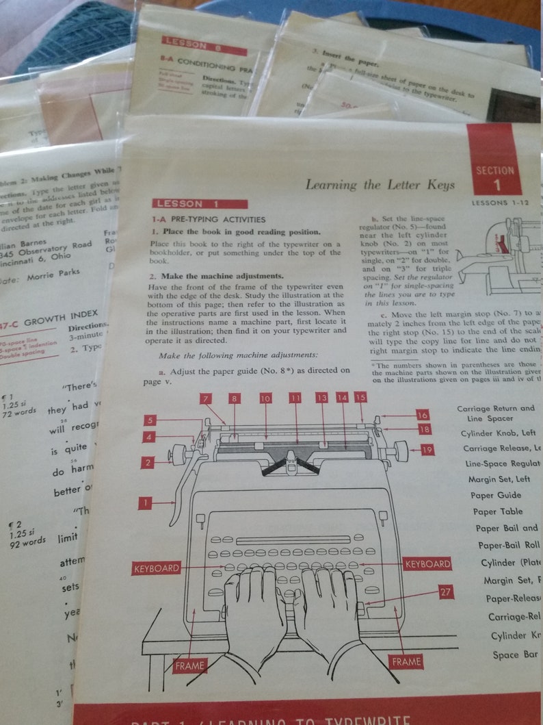 Vintage 1962 Typing Classroom Lesson Book Pages 8 Pages | Etsy
