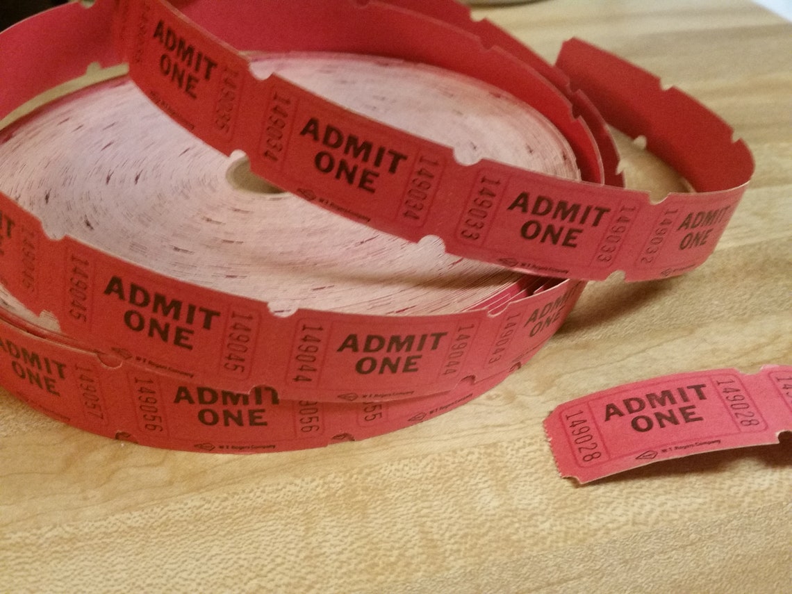 25 Red Single Admit One Tickets Raffle Tickets Vintage | Etsy