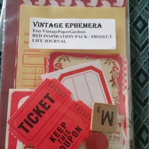 Red Ephemera Inspiration Pack / Project Life Journal / Vintage - Etsy