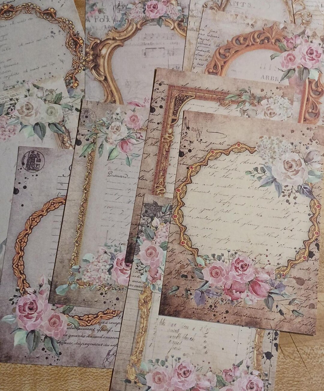 Pink Roses - Collage Style Note Paper Ephemera for Journals Collage ...