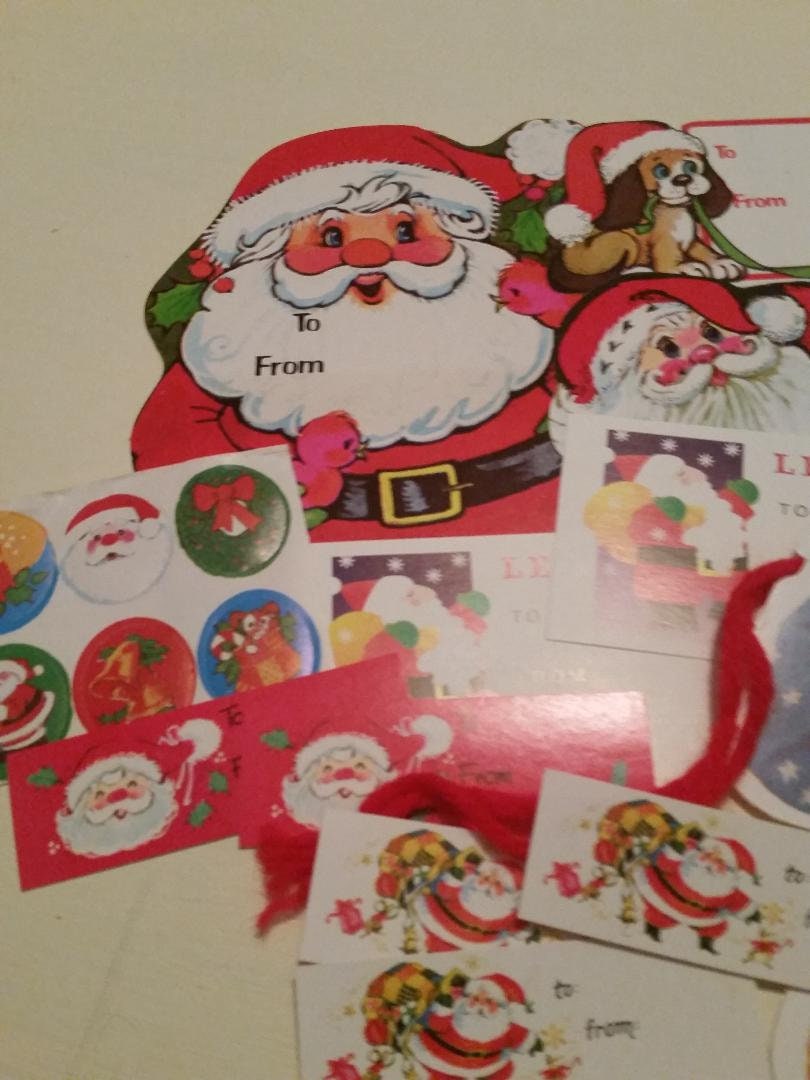 Vintage Christmas Gift Tags and Seals ~ Vintage 70s Santa Christmas ...