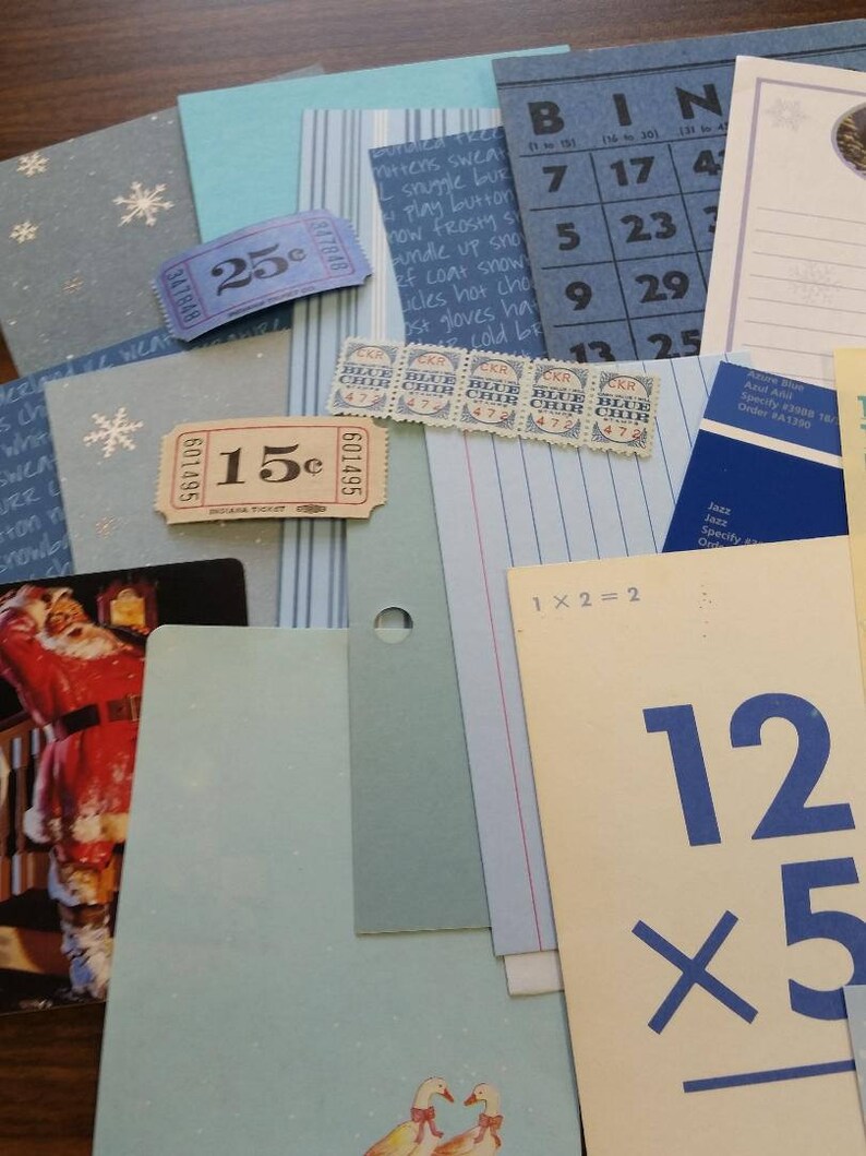 Blue Christmas Mini Paper Pack / 20 Pieces / Vintage & New / - Etsy