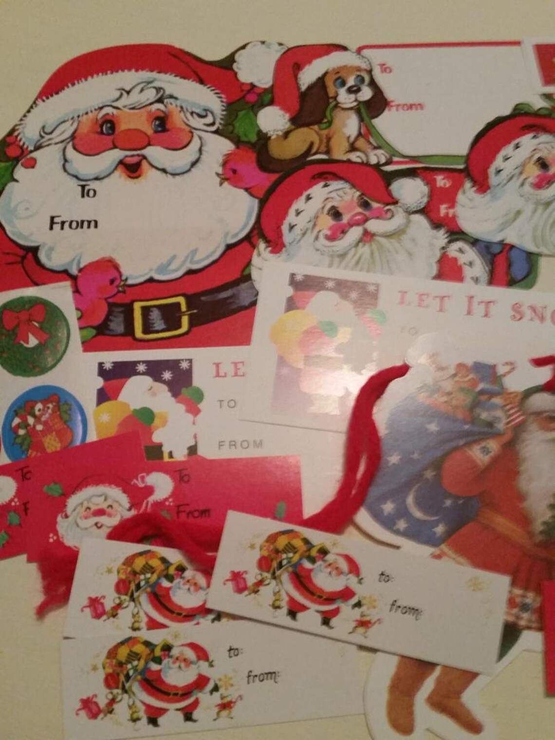 Vintage Christmas Gift Tags and Seals ~ Vintage 70s Santa Christmas ...