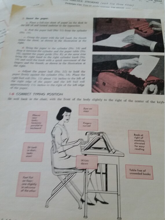 Vintage 1962 Typing Classroom Lesson Book Pages 8 Pages | Etsy