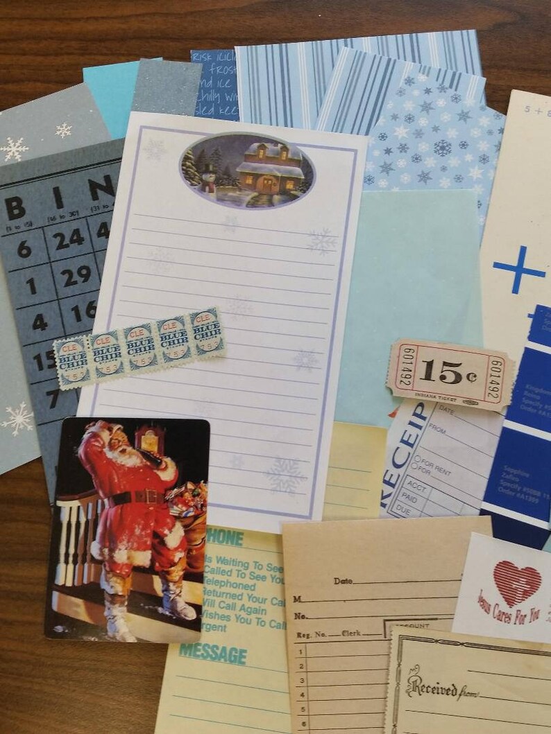 Blue Christmas Mini Paper Pack / 20 Pieces / Vintage & New / | Etsy