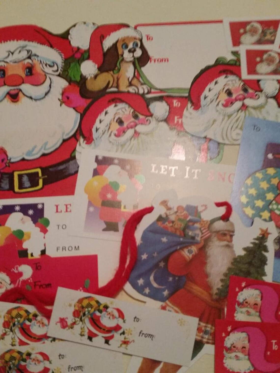 Vintage Christmas Gift Tags and Seals ~ Vintage 70s Santa Christmas ...