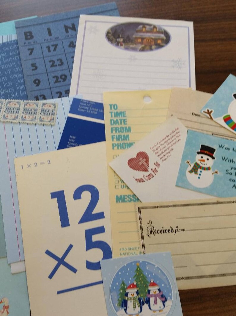 Blue Christmas Mini Paper Pack / 20 Pieces / Vintage & New / | Etsy