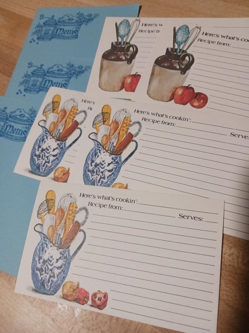 Vintage Recipe Cards Collection 70s Current Blue Kitchen - Etsy