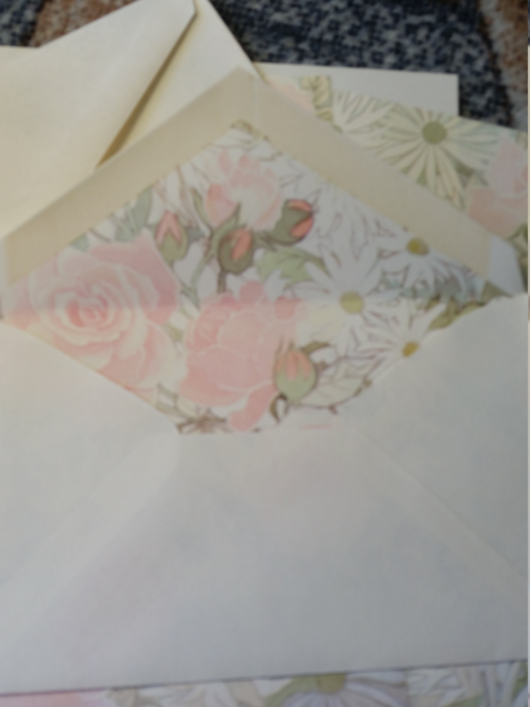 Vintage Envelope Collection ~ Trio of Pink Roses and White Daisies ...