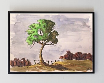 Watercolour Tree in Summer Original Painting Water Color Summertime ...