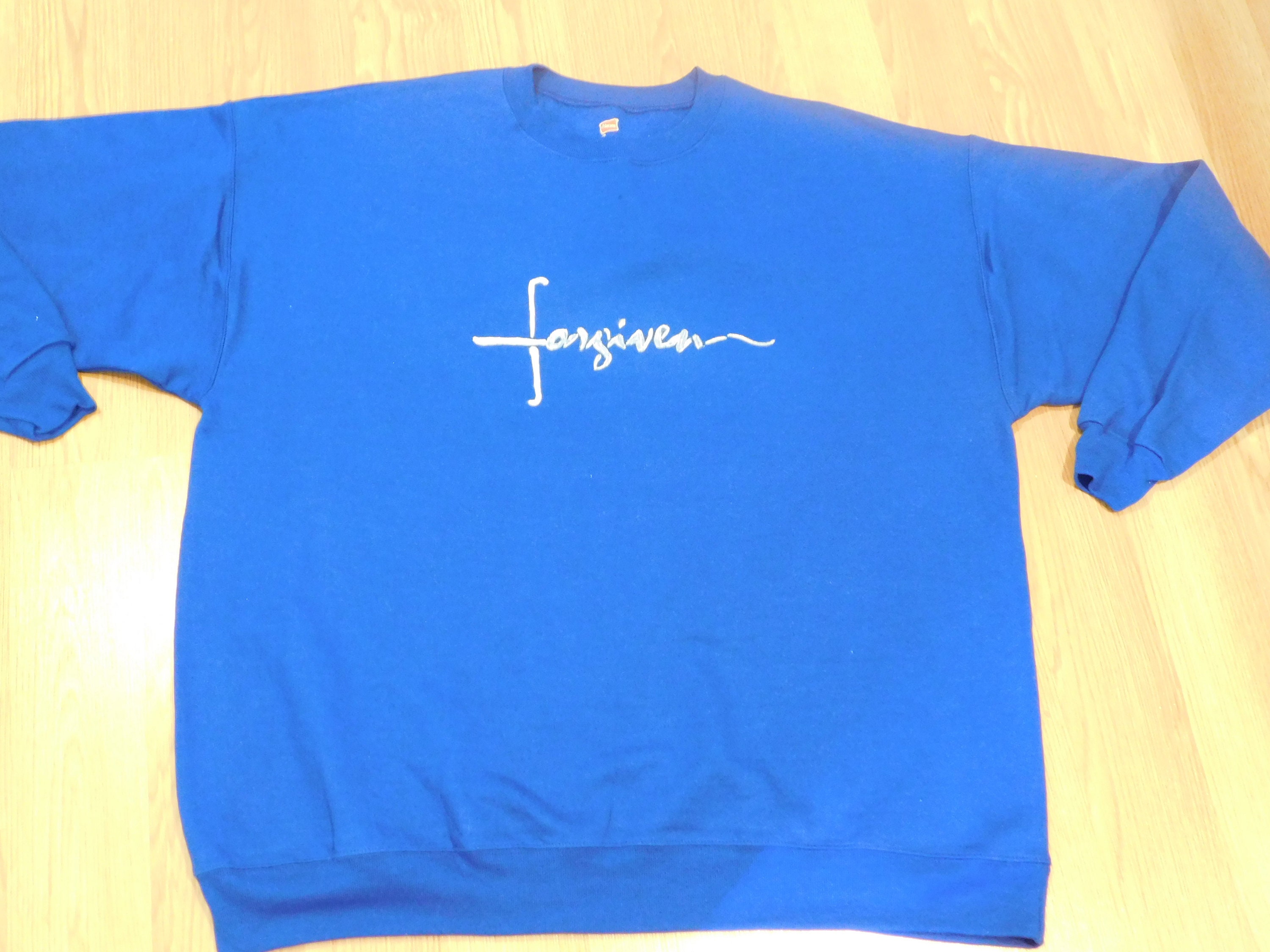Dark Blue Hand Painted Forgiven Sweatshirt Hanes XL - Etsy