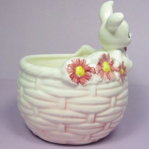 Norcrest Vintage Adorable Bunny Rabbit Pair Sitting A Top Blush Pink ...