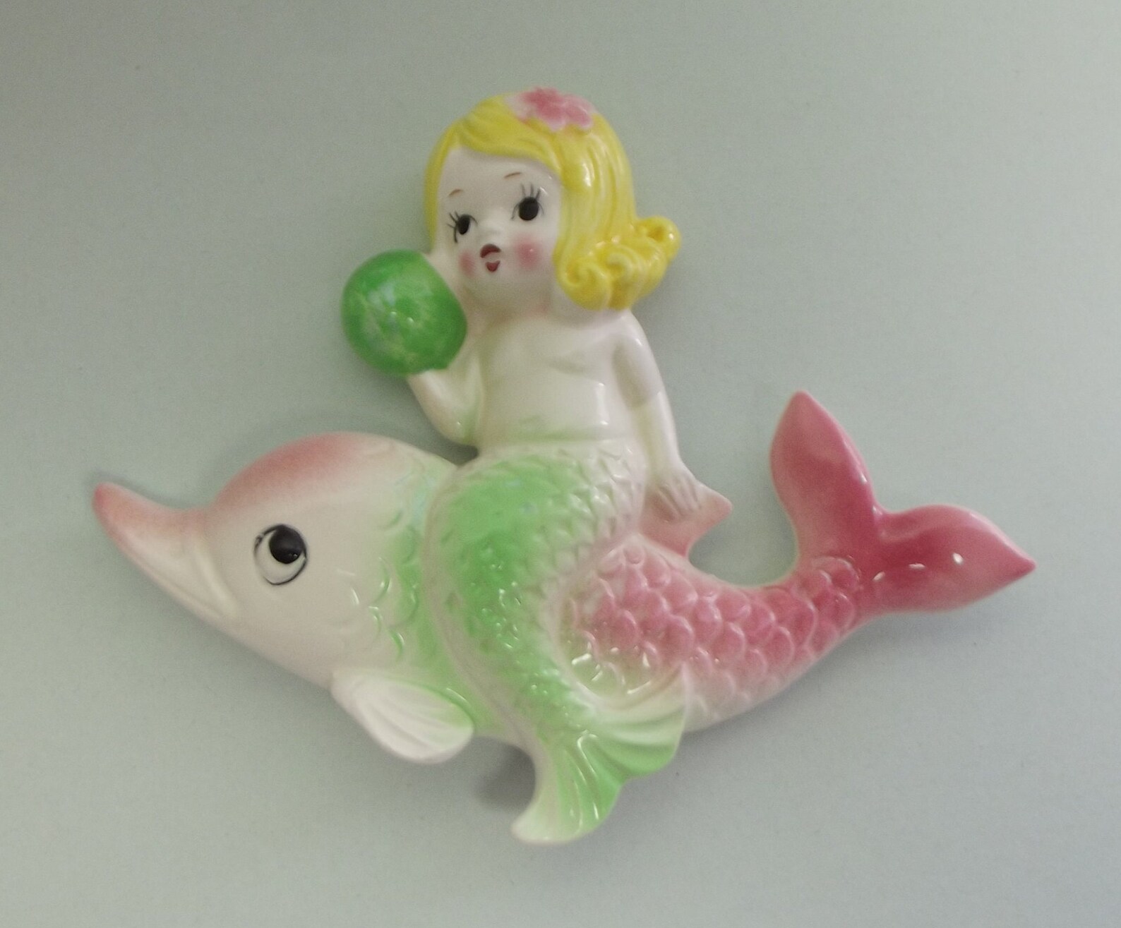 Sonsco Vintage Cute Mermaids Riding Dolphins Pair/set Wall | Etsy