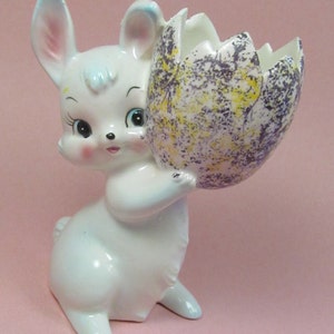 Norcrest Vintage Kitsch Bunny Rabbit Holding up Broken Egg Figurine ...
