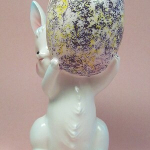 Norcrest Vintage Kitsch Bunny Rabbit Holding up Broken Egg Figurine ...