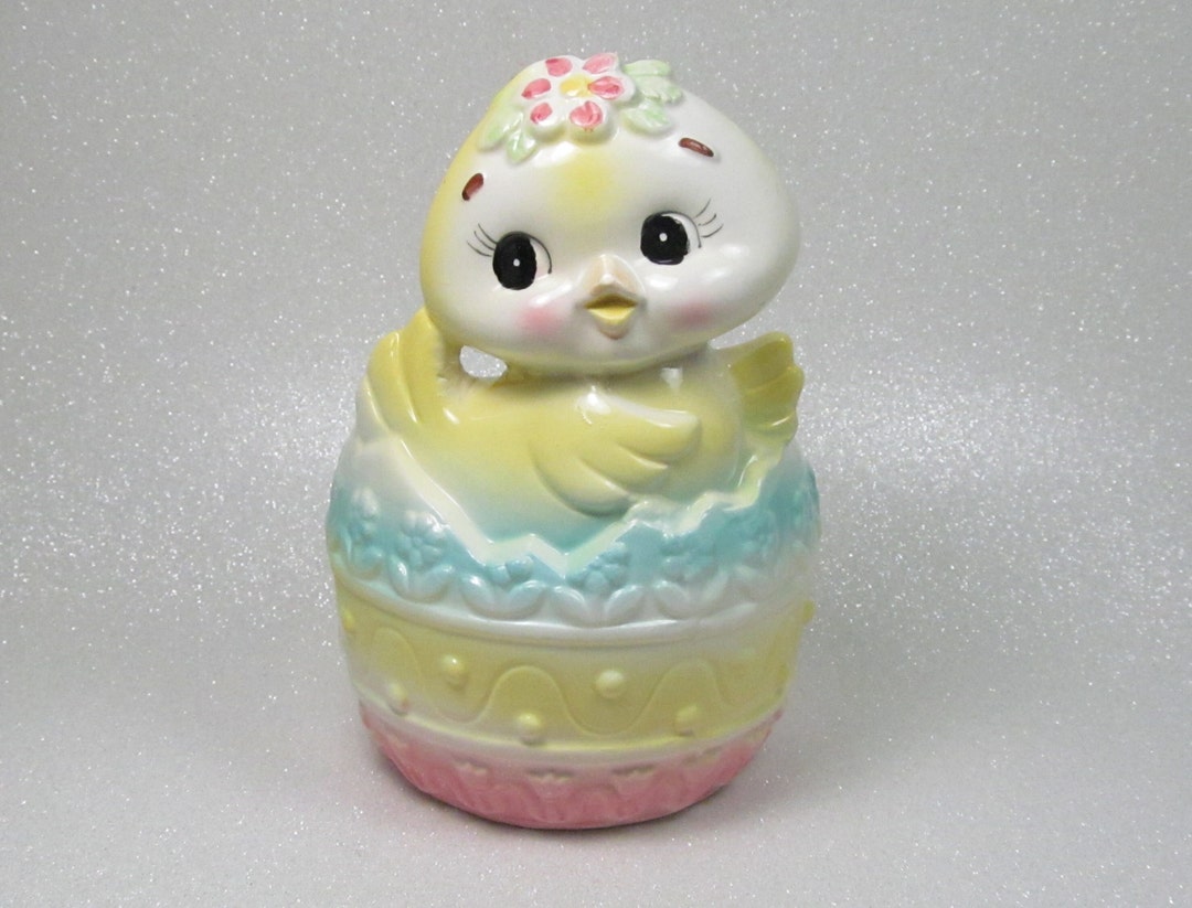 Rubens Vintage Adorable Big Eye Chick Sitting in Pastel Broken Egg ...