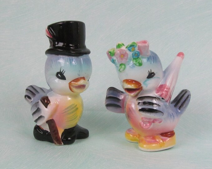 Norcrest Adorable Hard to Find Bride & Groom Sweetheart Blue Bird Salt ...