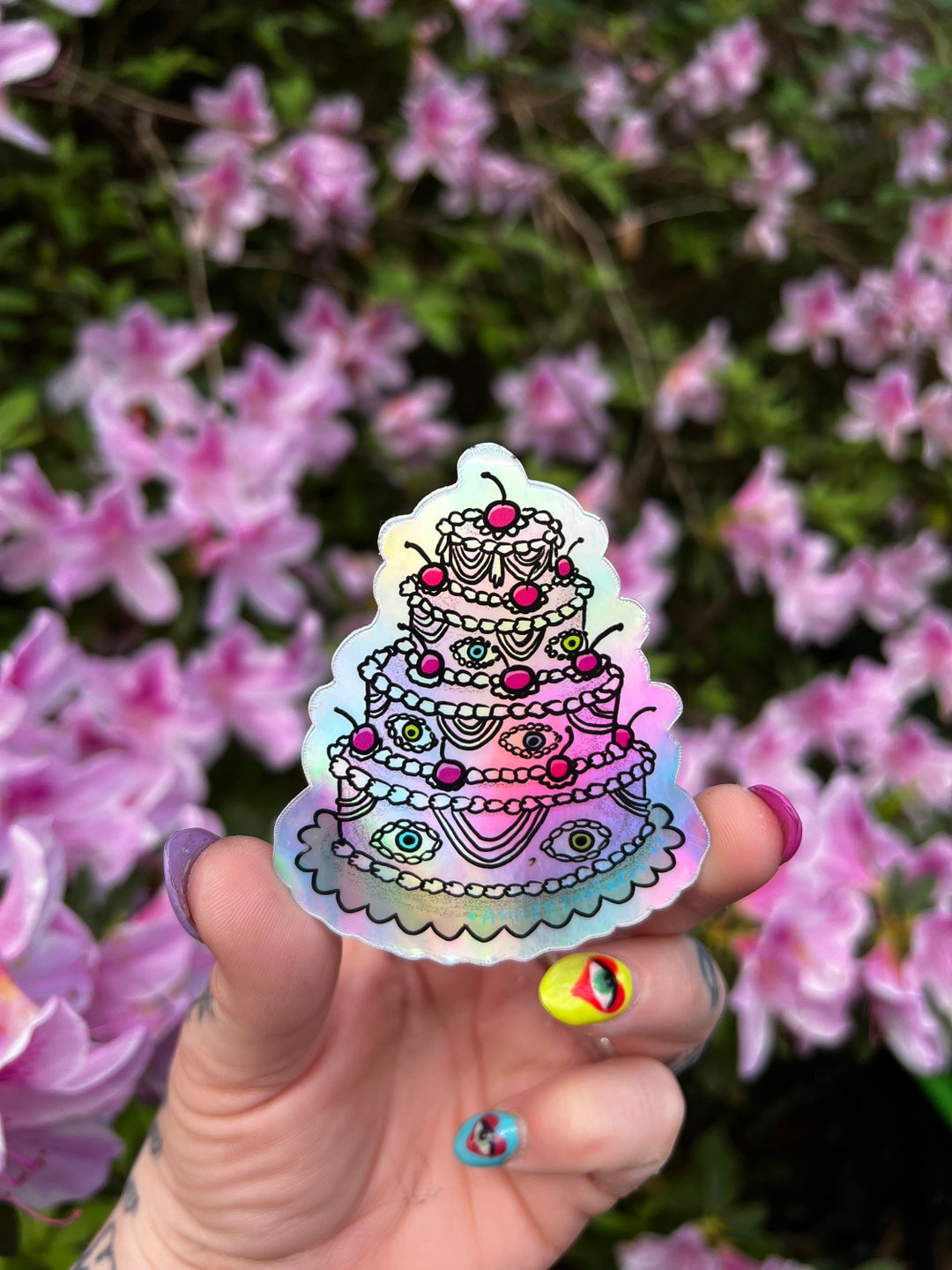 Holographic Eyeball Cake Sticker - Etsy