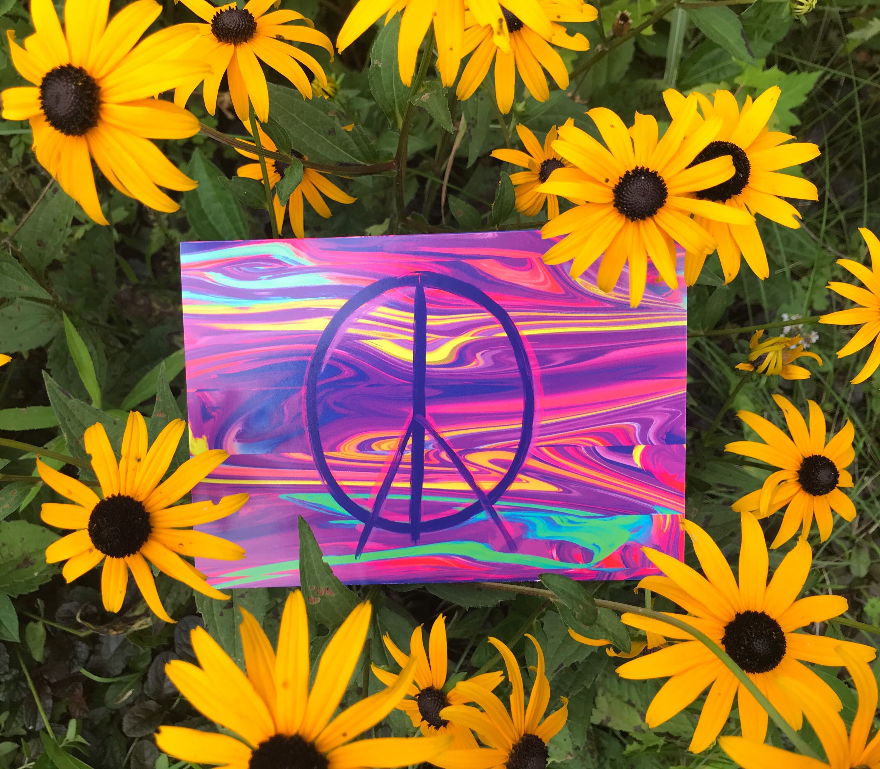 Groovy Peace Sign Colorful Paint Pattern Notecard - Etsy UK