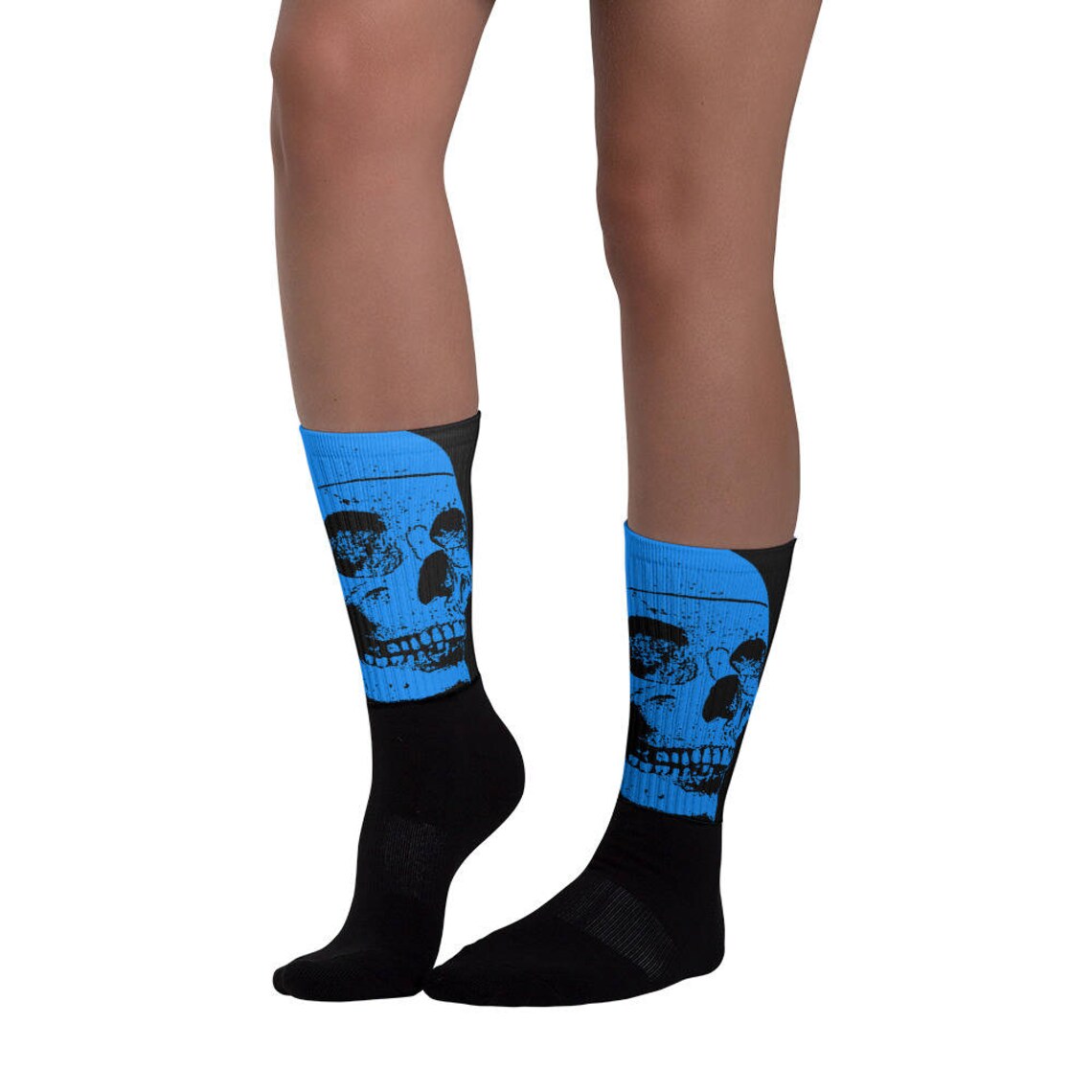 Blue Skull Black Foot Socks - Etsy