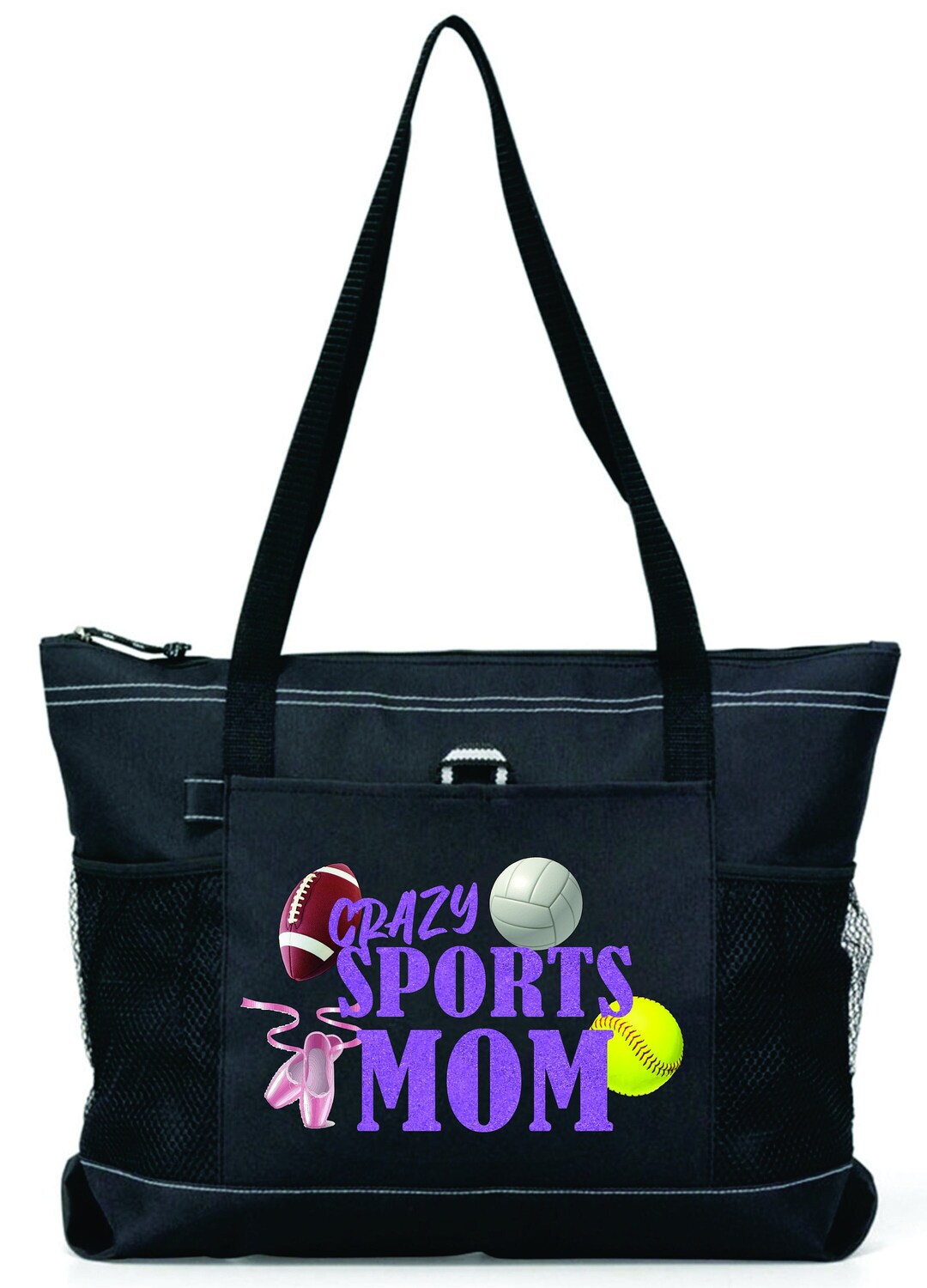 Crazy Sports Mom Tote Mom Tote Sports Mom Baseball Football Soccer ...