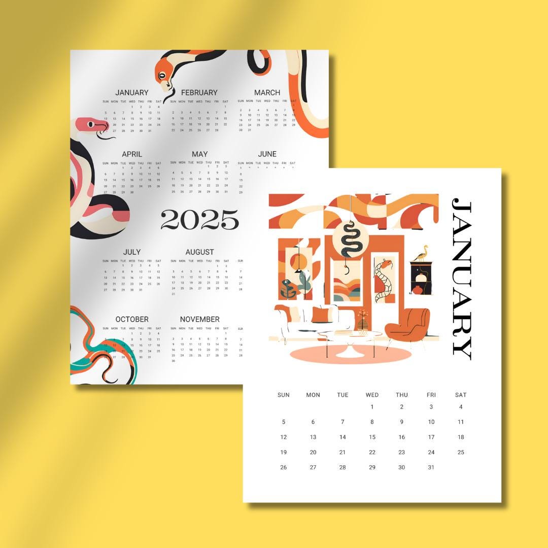 MCM Year of the Snake 2025 Calendar - Etsy