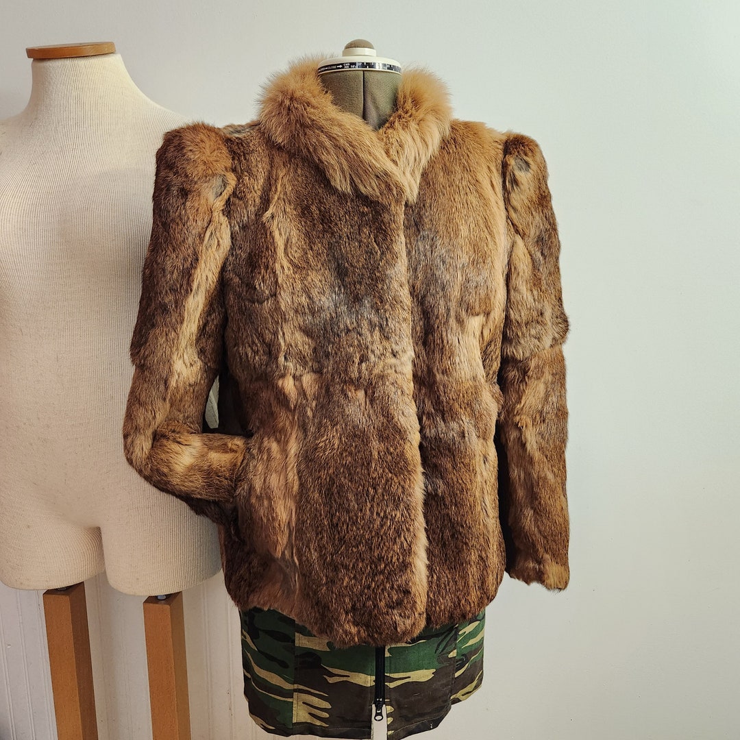 Vintage Rabbit and Fox Fur Coat Size Medium Real Fur Coat 1970s 1980s ...