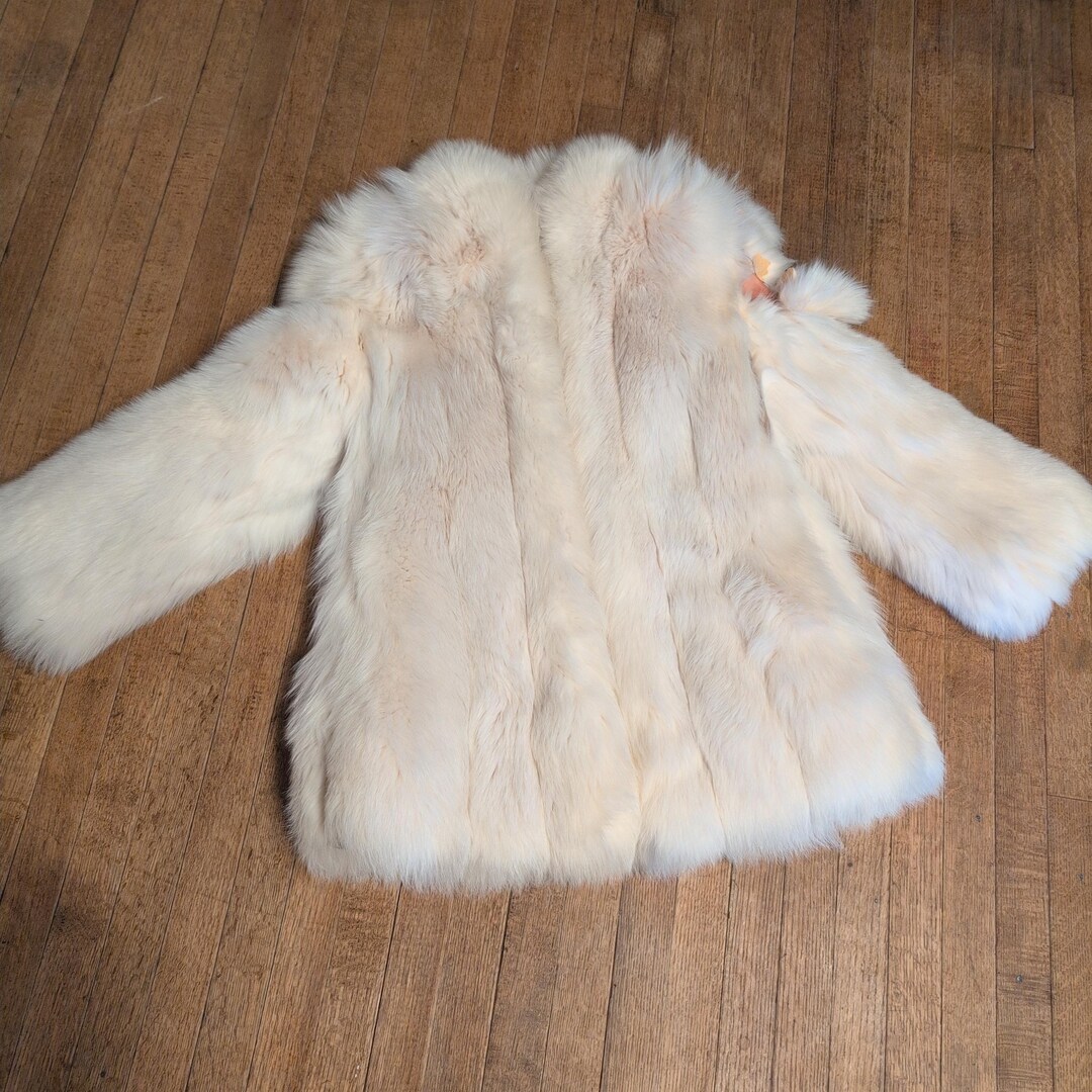 Vintage Damaged Arctic Fox Fur Coat for Leather Use Crafting or ...