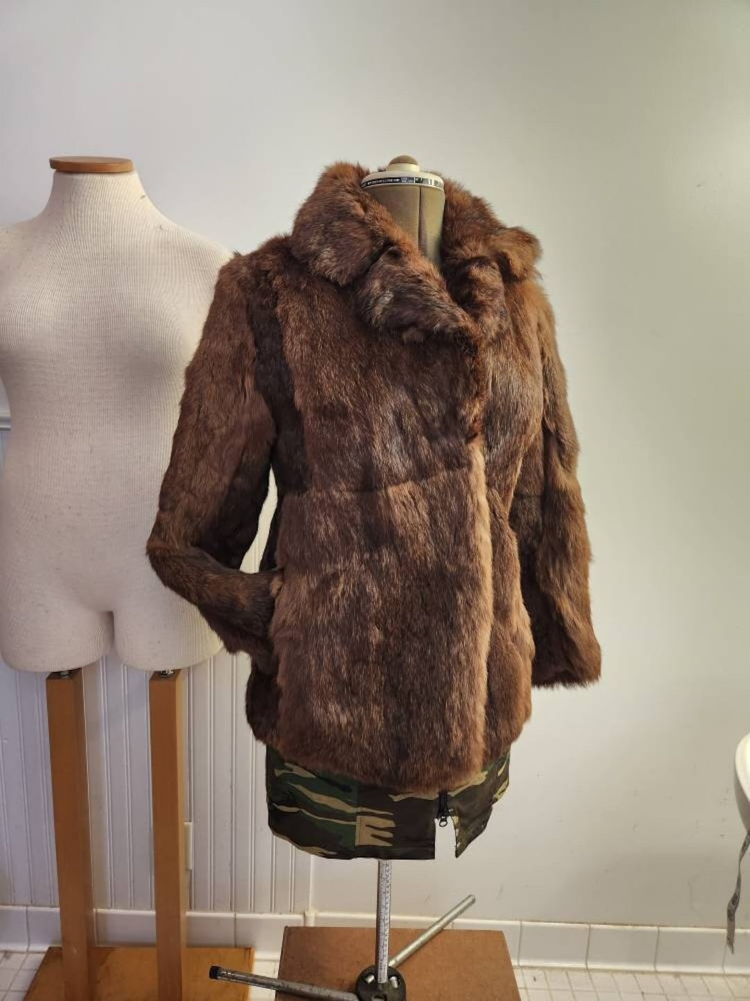 Vintage Brown Rabbit Fur Coat Size Medium to Large Real Fur Coat 1970s ...