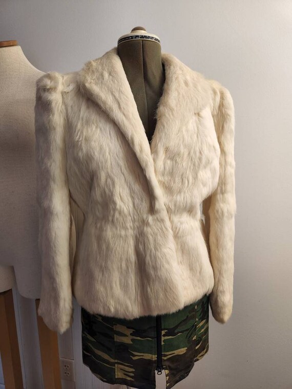 Vintage White Rabbit Fur Coat 1980s Winter Coat Real Fur Small - Etsy