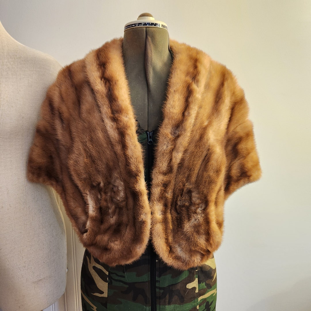 Vintage Mink Fur Shrug Real Fur Wrap Shrug Dawn Mink Fur Shawl Real Fur ...