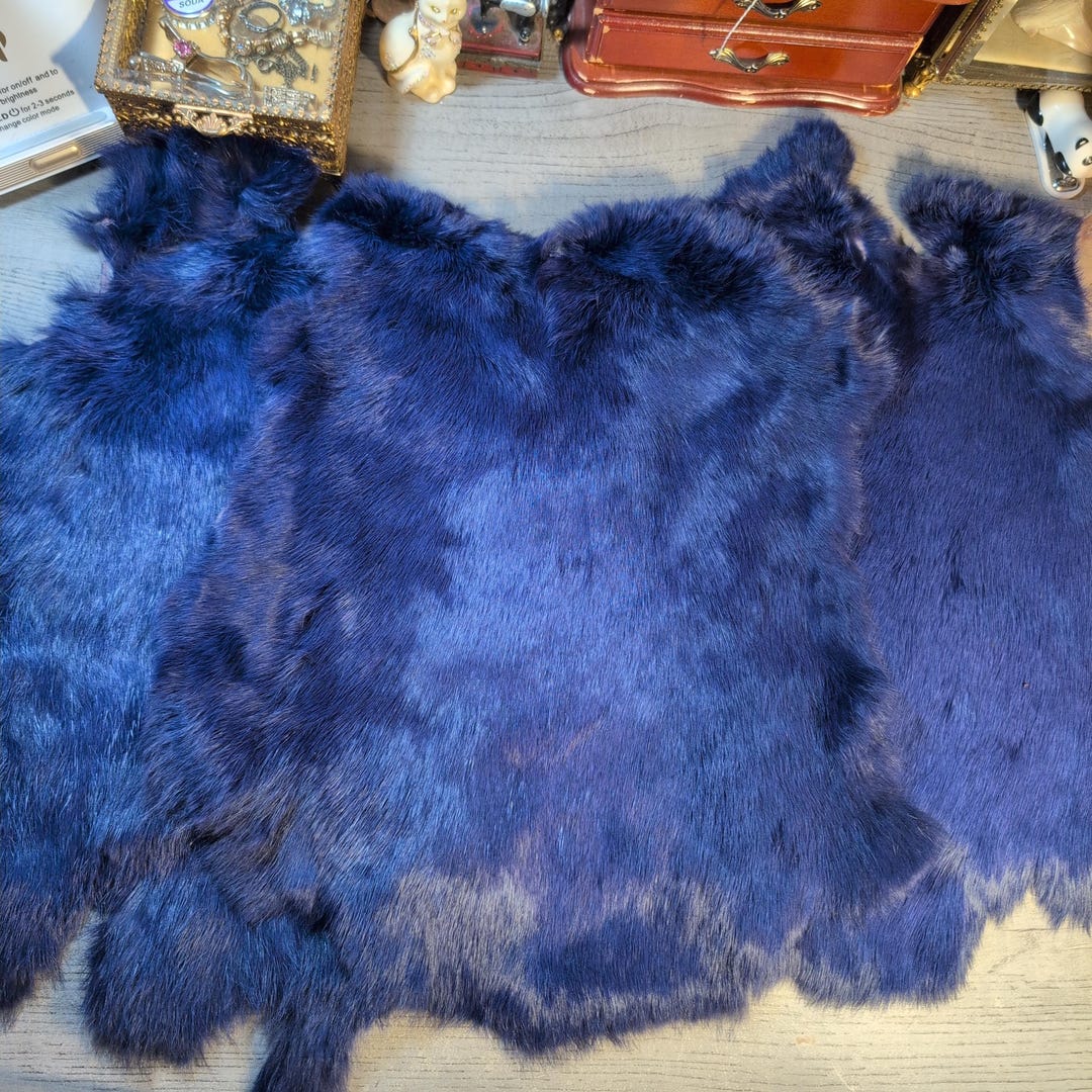 Indigo Rabbit Pelt Dyed Rabbit Fur Indigo Deep Blue/purple Rabbit Hide ...