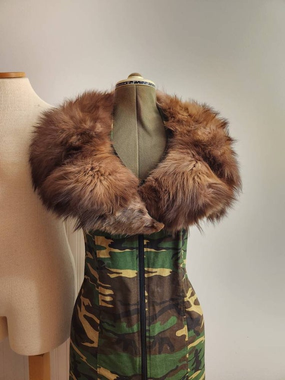 Real vintage brown fox fur mantle real fur collar sto… - Gem