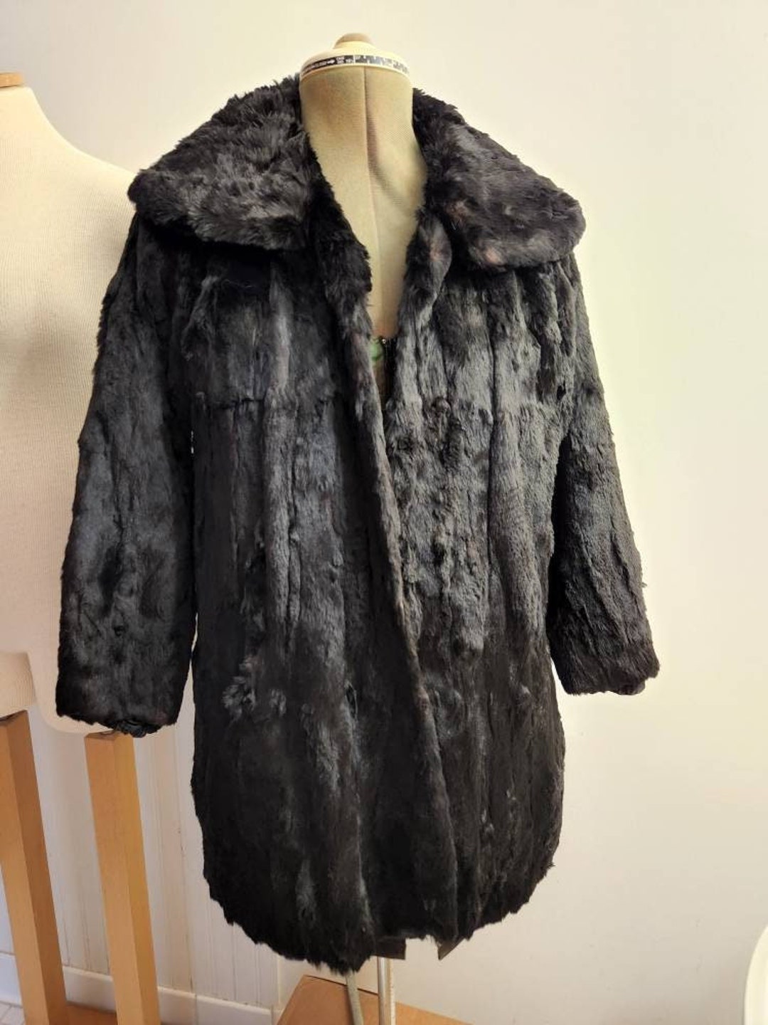 Real Sheared Black Rabbit Fur Coat 1950s Vintage Real Fur Coat - Etsy
