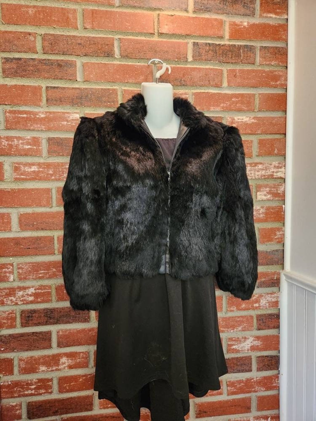 Vintage Black Rabbit Fur Coat Size Small to Medium 1960s 1970s Real Fur ...