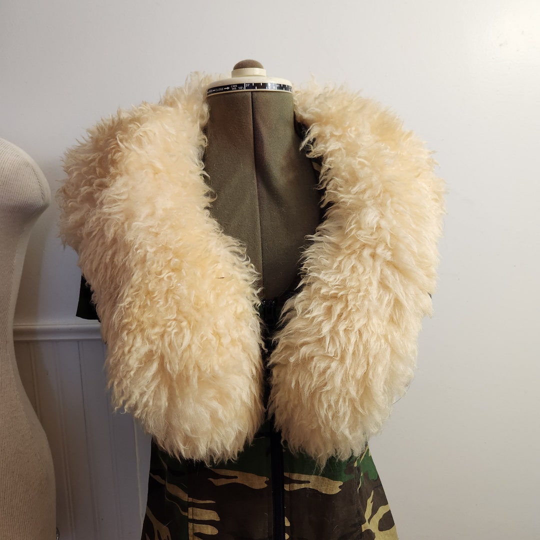 Vintage Mongolian/tibetan Lambskin Collar Real Fur Collar - Etsy