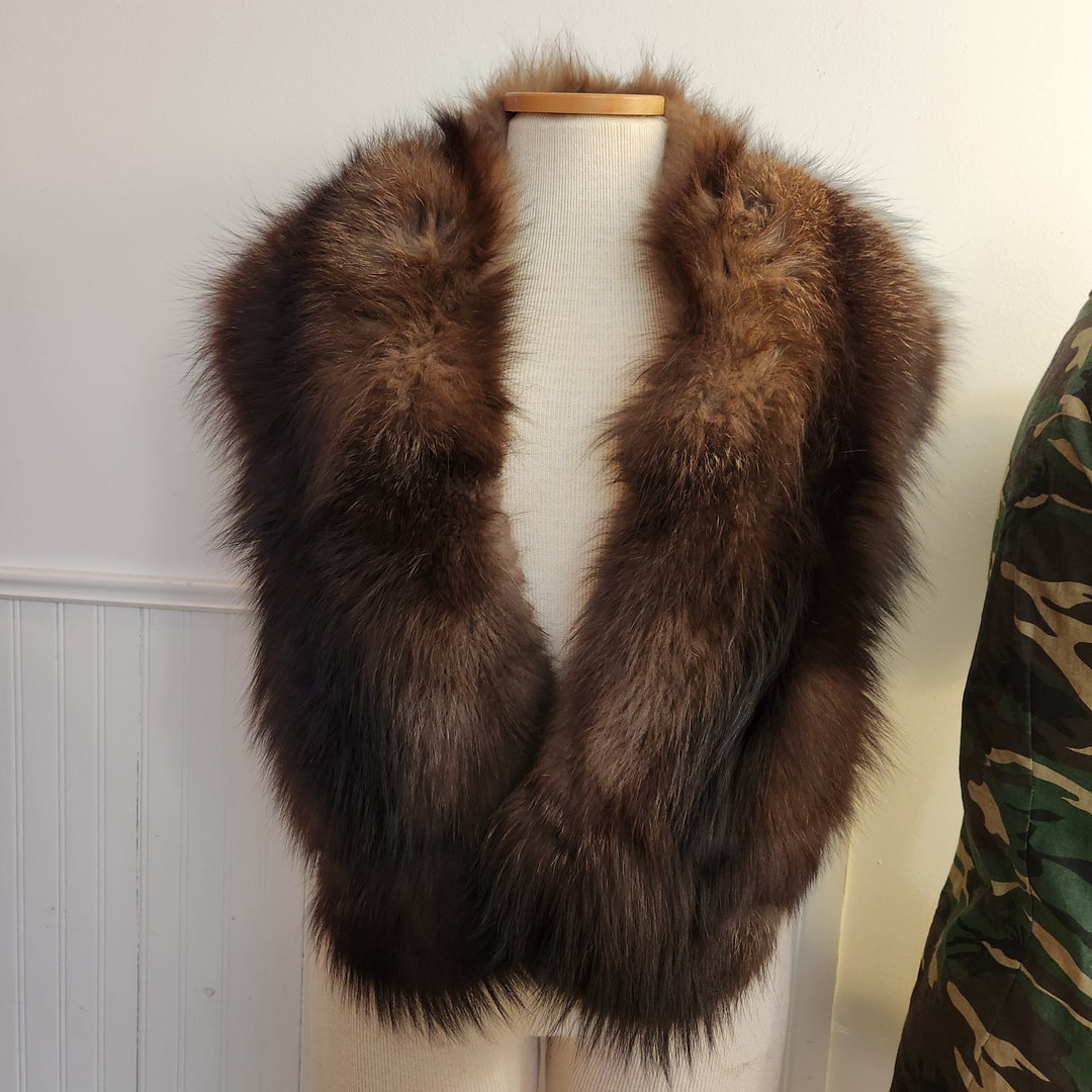Vintage Silver Fox Fur Stole, Real Fox Fur Wrap Black/silver Fox Fur ...