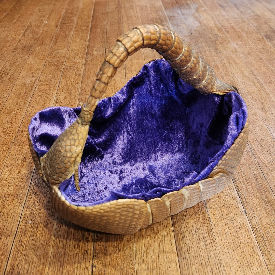 Vintage/antique Real Armadillo Shell Bowl Purple Velvet Lining Fully ...