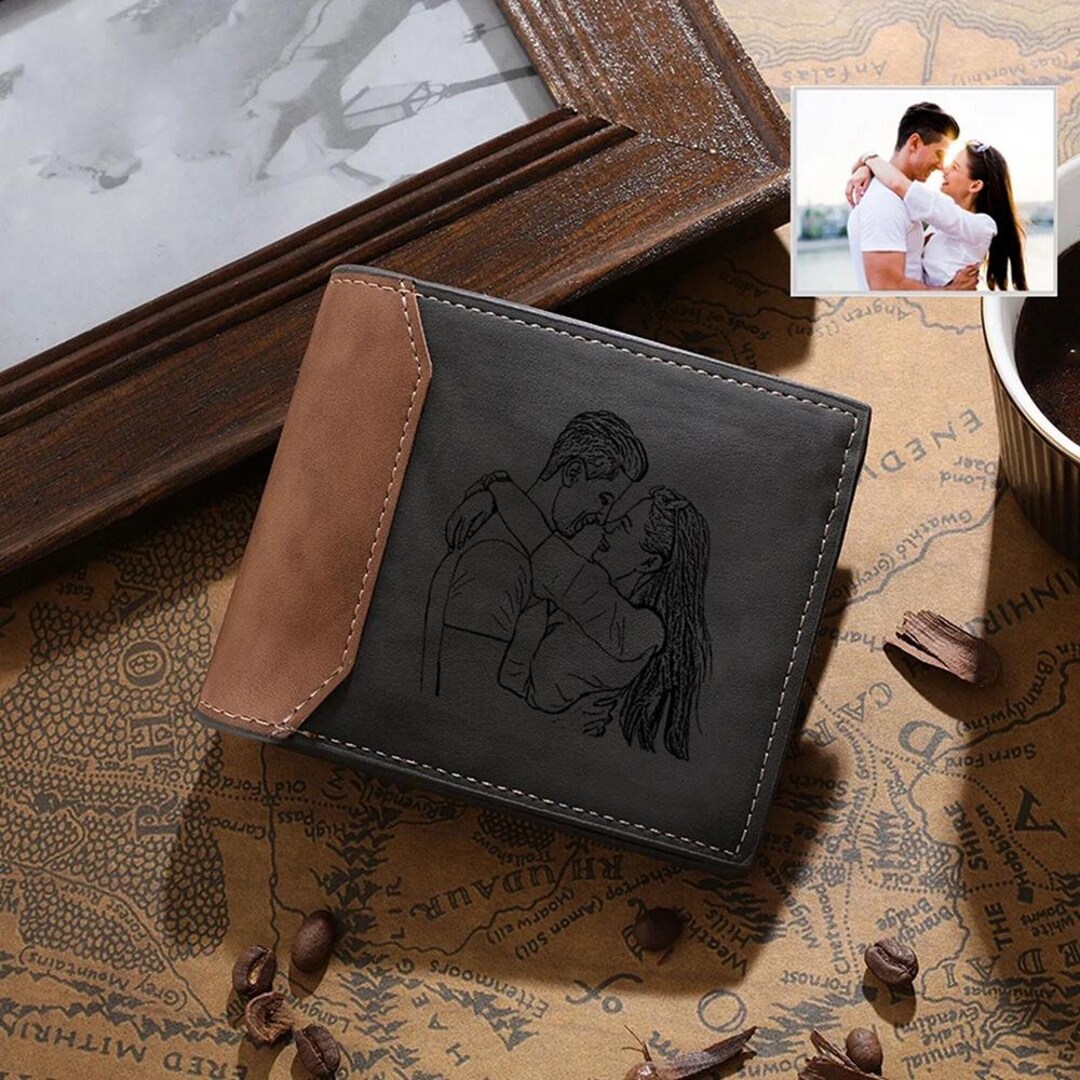 Custom Picture Wallets for Men Engraved Name Letters Multifunction PU ...