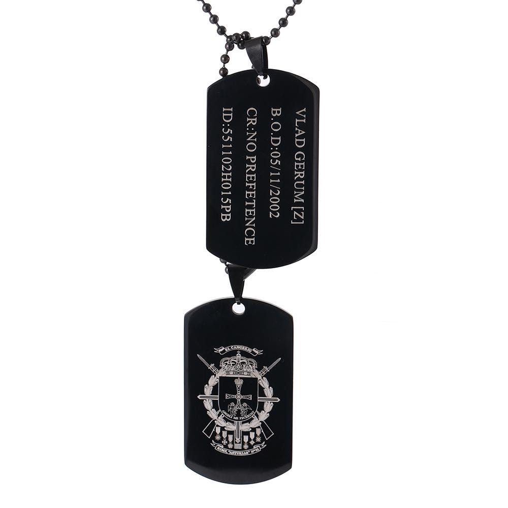 Personalized Men Black ID Dog Tag Pendant Necklace Custom Engraved ...